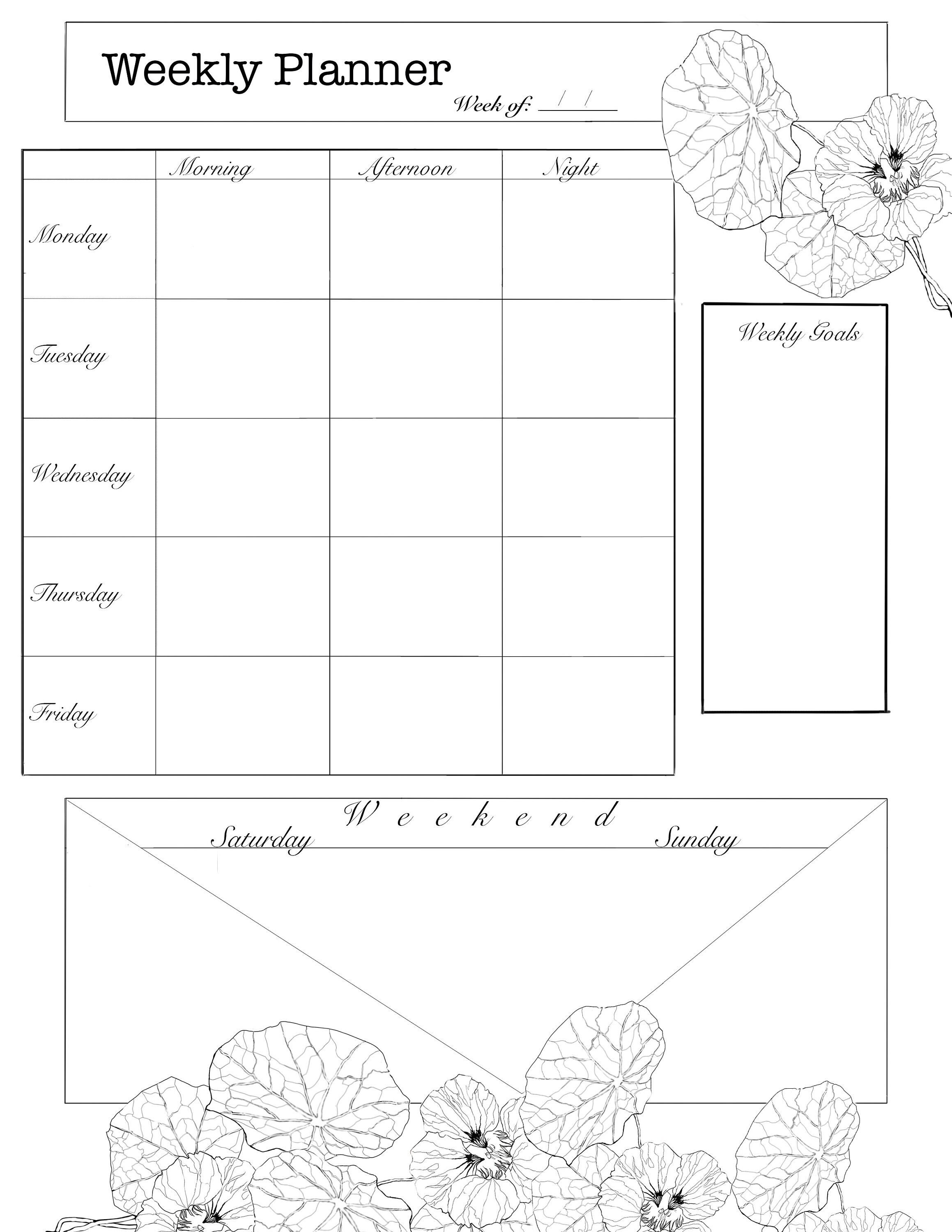 Printable Planner Pages Illustrated Weekly Planner Digital - Etsy