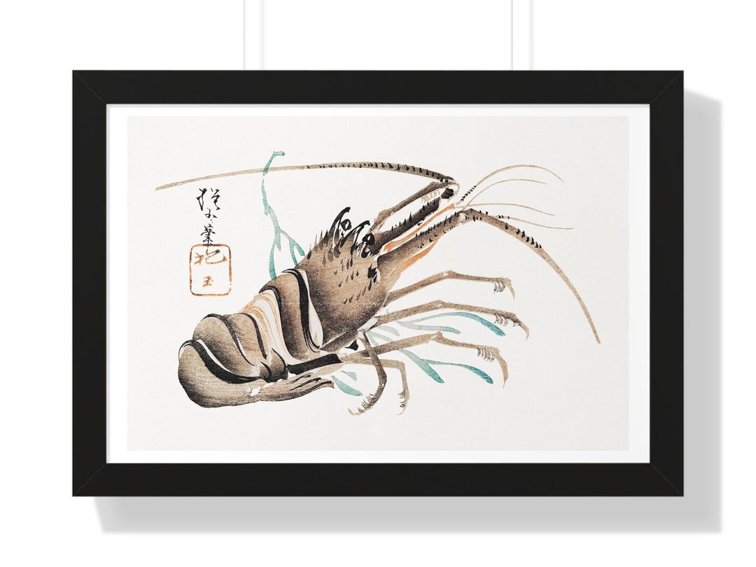Japanese Woodblock Print Crayfish Vintage Ukiyo-e Style Art Poster ...