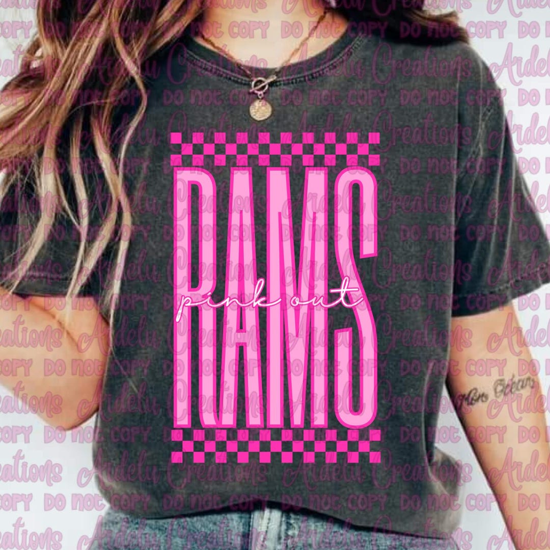 Pink Out Rams PNG: Breast Cancer Awareness Game Day Shirt Design ...