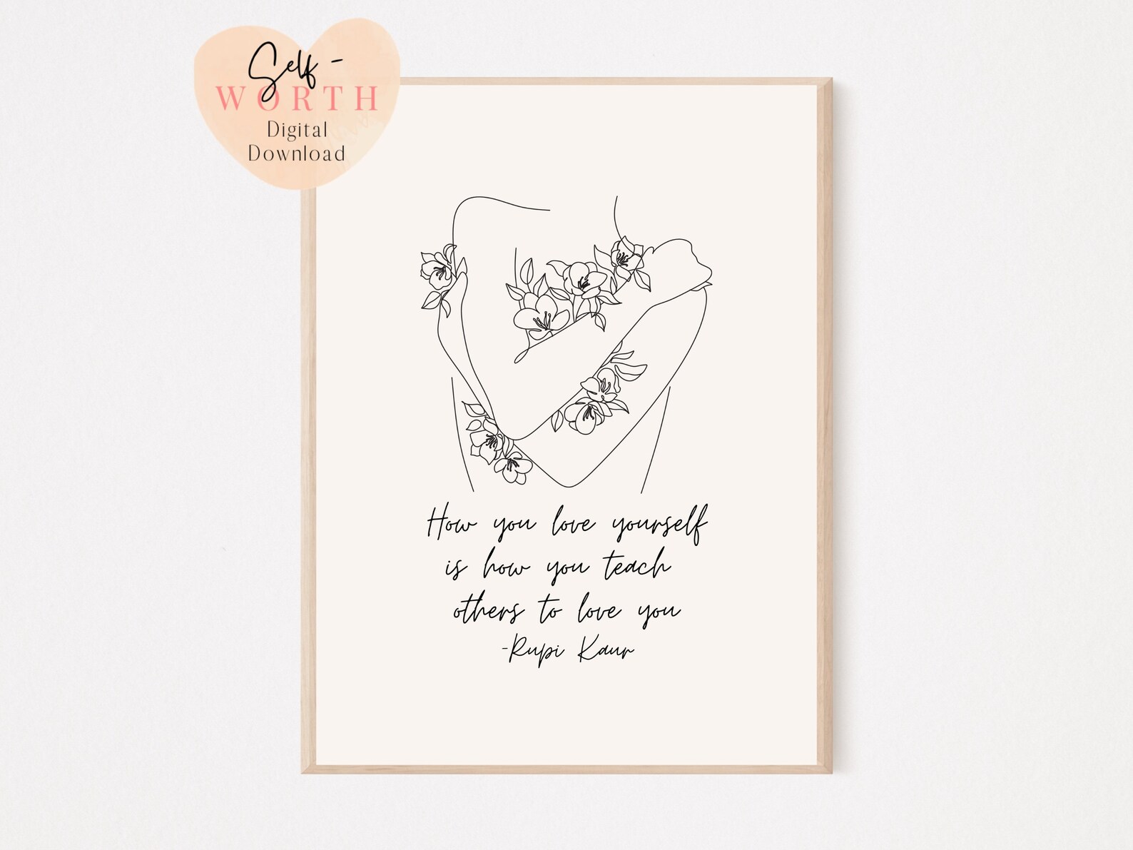 Love Yourself Line Art Print | Affirmation Wall Art| Inspirational Art ...