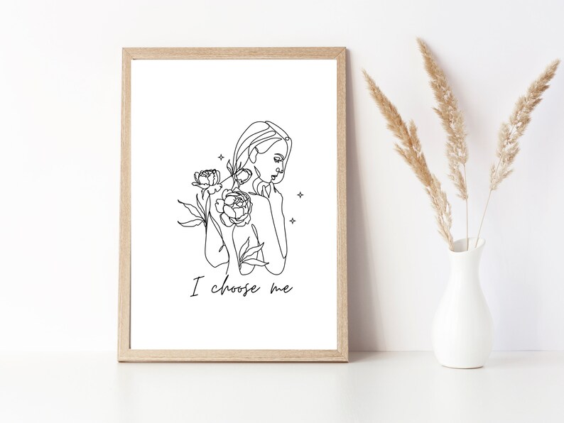 Love Yourself Line Art, Self Love Print, Mental Health Print, Positive ...