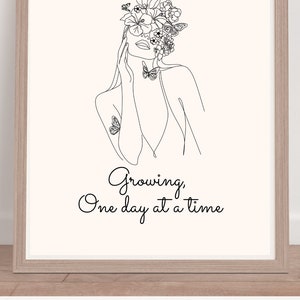 Growing Self Love Line Art Print | Affirmation Wall Art| Inspirational ...