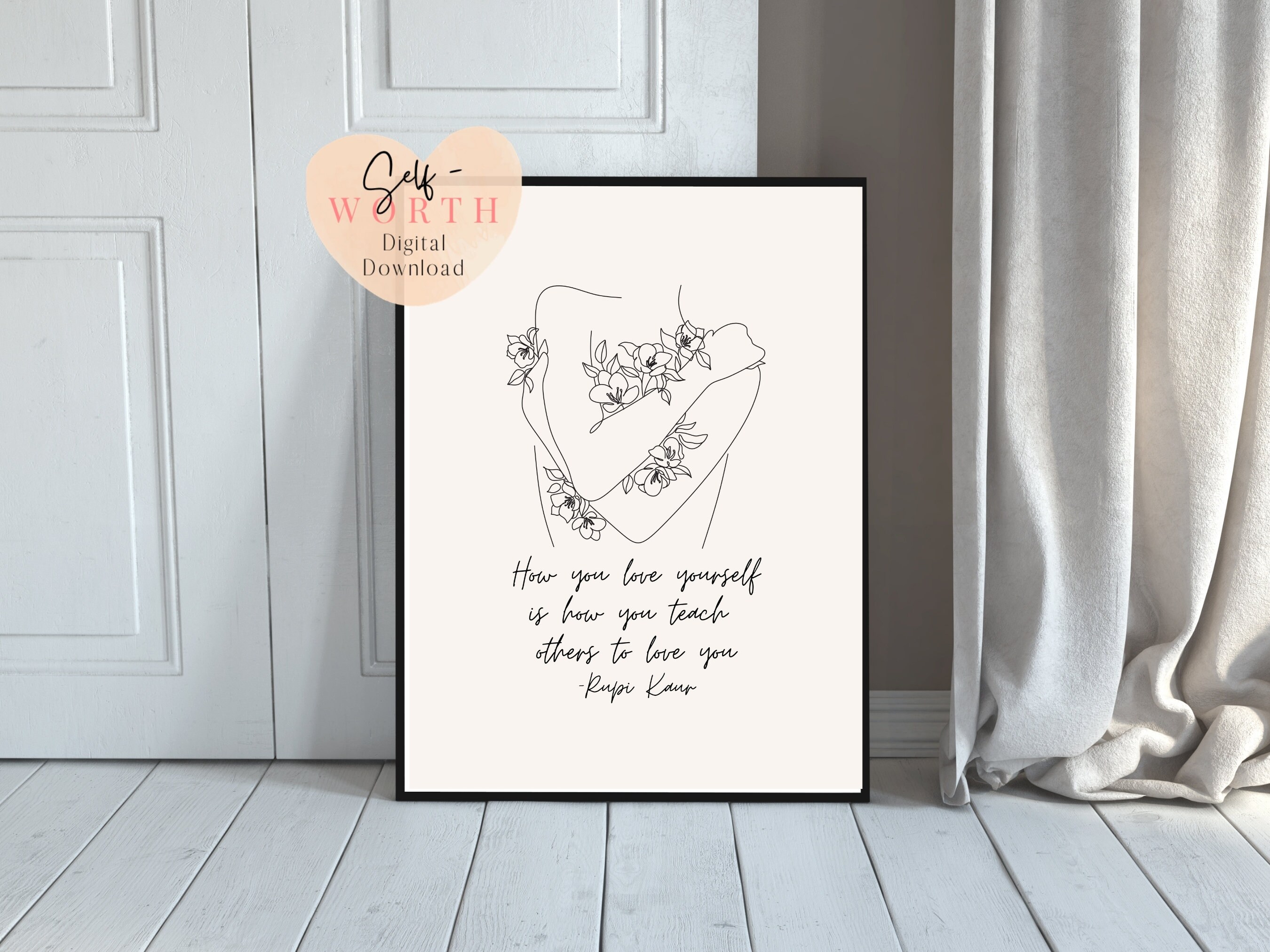 Love Yourself Line Art Print Affirmation Wall Art - Etsy