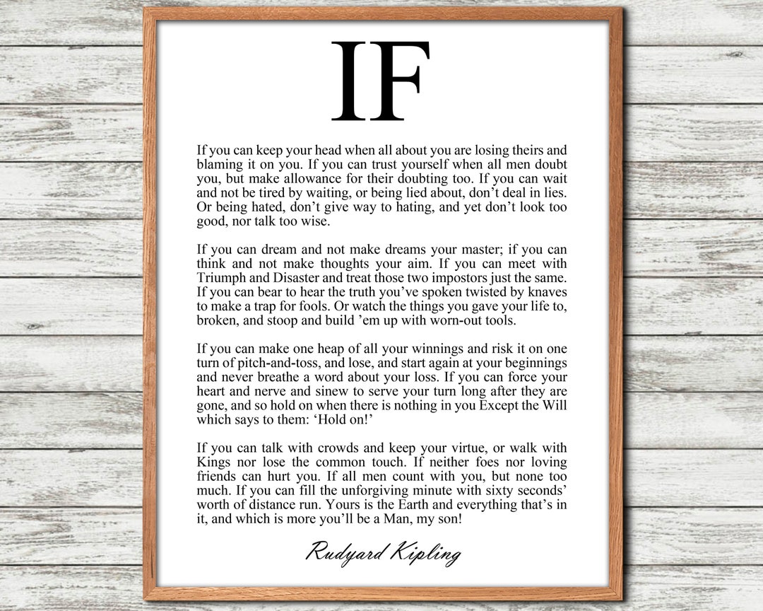 IF Poem, Art Print, IF Poem By, Rudyard Kipling, Printed Poster, IF ...