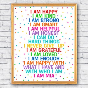 Personalized, I Am Smart, Kind, Strong, Honest, Brave, Loved, Kids ...