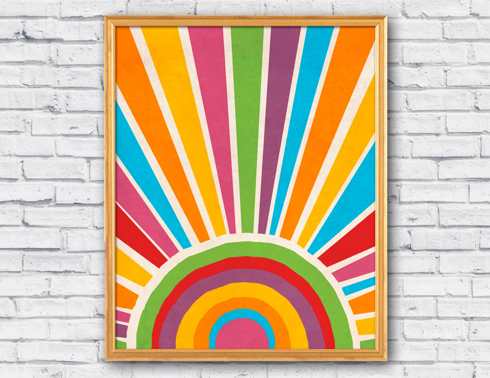 Sun Rays Art Print Retro Art Print Colorful Wall Art Retro - Etsy