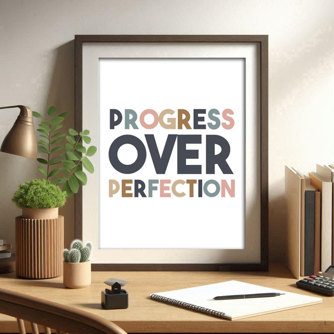 Progress, Over Perfection, Inspirational Office, Wall Art Decor, Boho ...