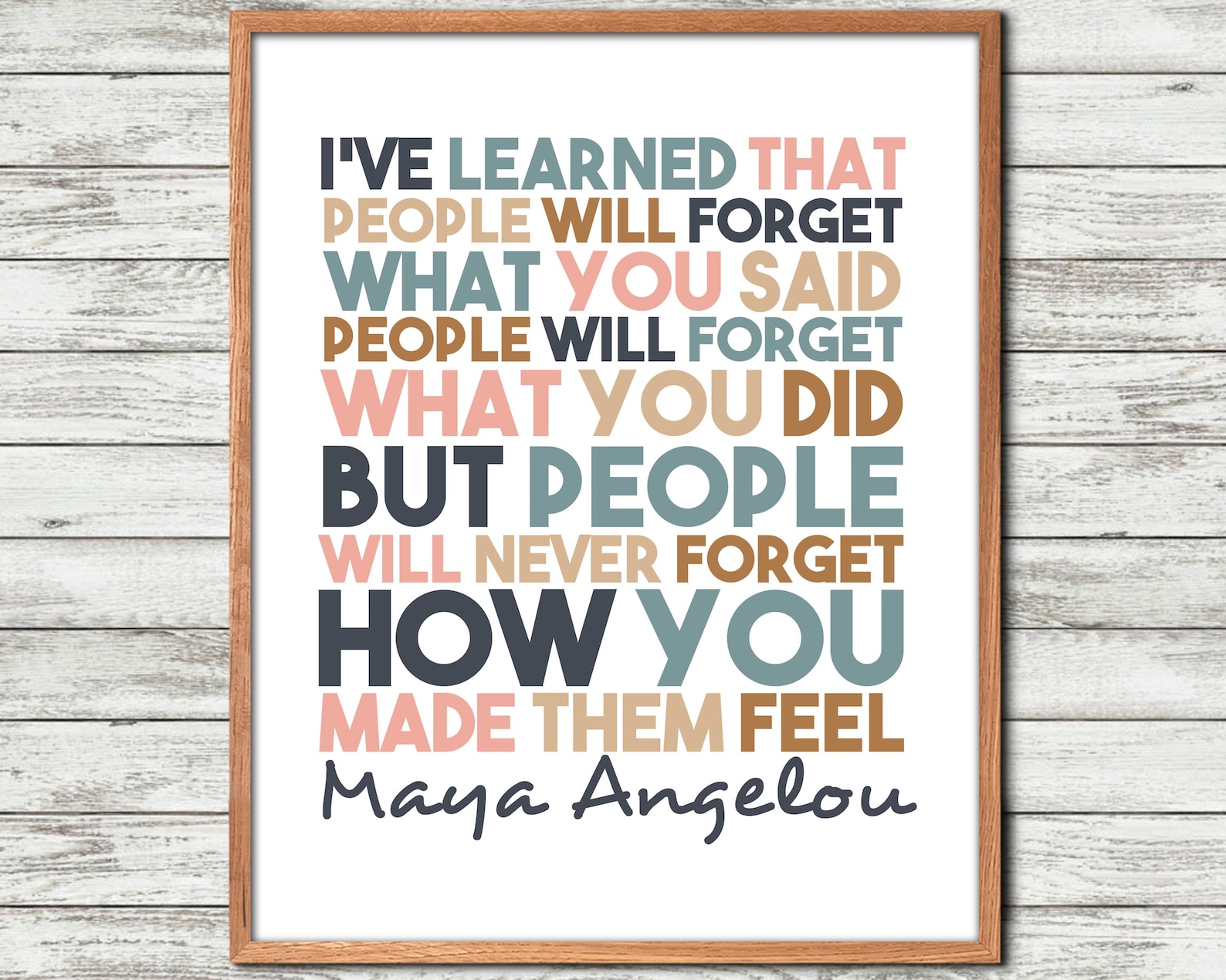 Maya Angelou Quote, Maya Angelou, Wall Art, Poem, I Ve Learned That ...