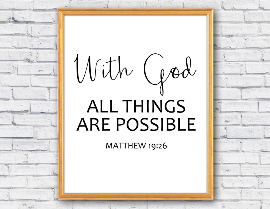 With God, All Things, Are Possible, Matthew 19 26, Bible Verse, Wall ...