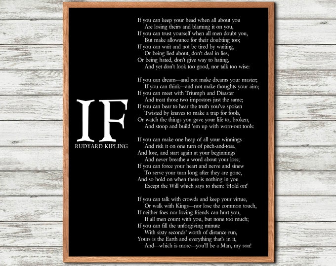 If Poem Print by Rudyard Kipling, If Printable Poster Minimalist Font ...