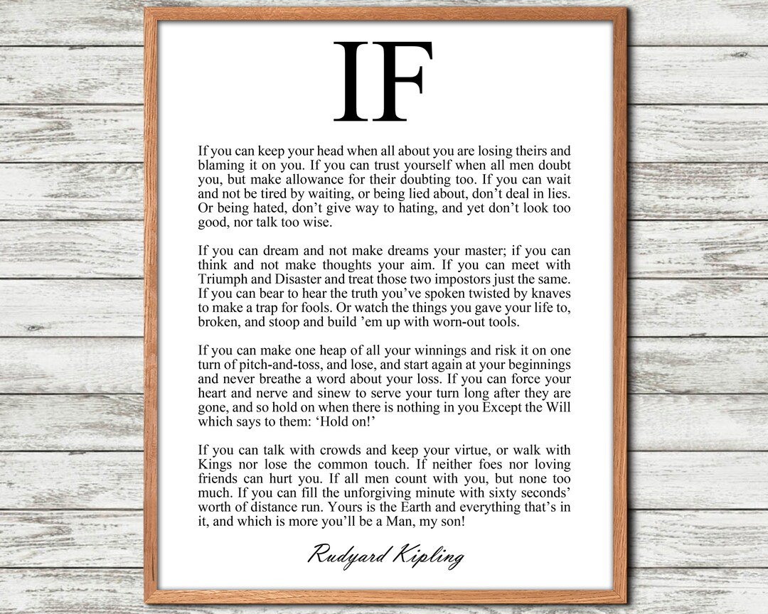 IF Poem, Art Print, IF Poem By, Rudyard Kipling, Art Print, IF Poster ...