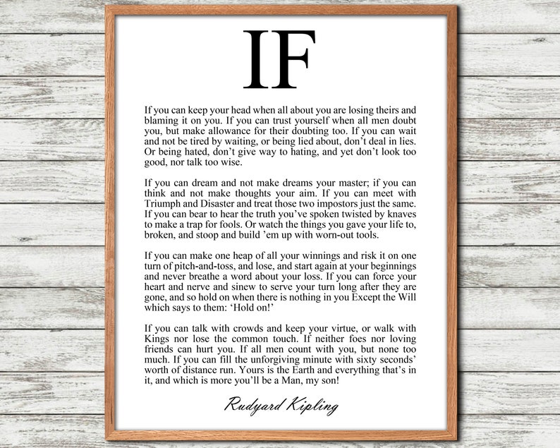 IF Poem, Art Print, IF Poem By, Rudyard Kipling, Art Print, IF Poster ...