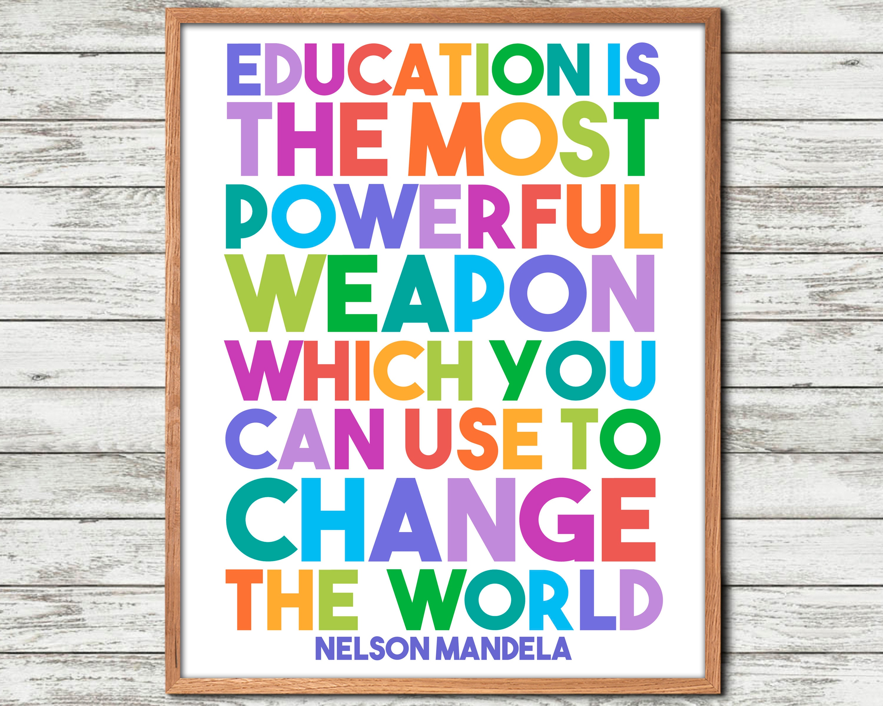 Education is the Most Powerful Weapon, Nelson Mandela Quote Print ...