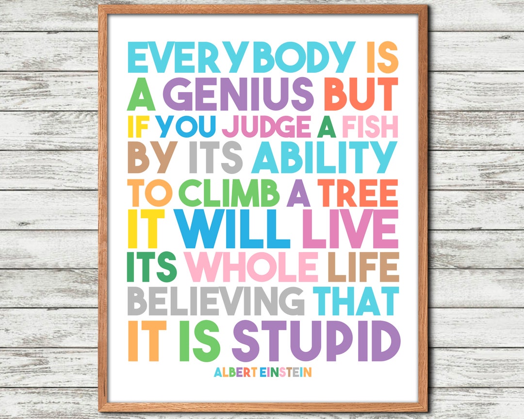 Everybody Is, A Genius, Albert Einstein, Quote, Classroom Decor ...
