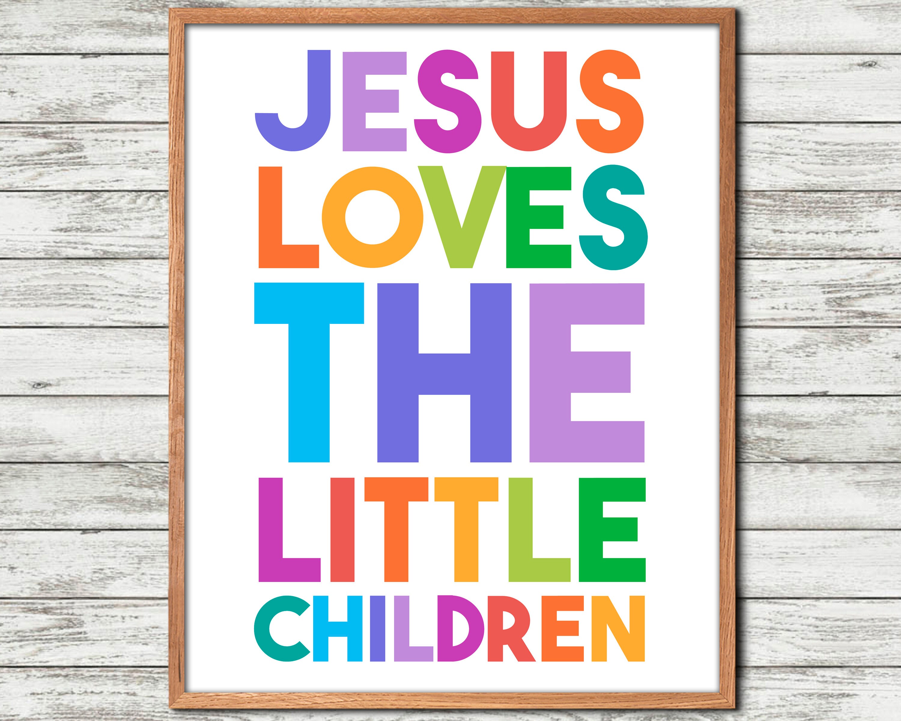 Jesus Loves the Little Children Christian Kids Room, Printable Wall Art ...