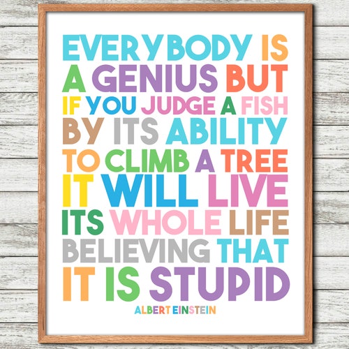 Everybody is a Genius Classroom Decor Inspirational Quotes - Etsy