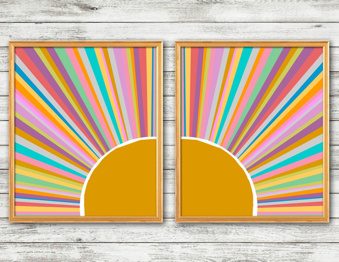 Abstract Wall Art, Abstract Sun, Sunshine Poster, 2 Set Art, Abstract ...