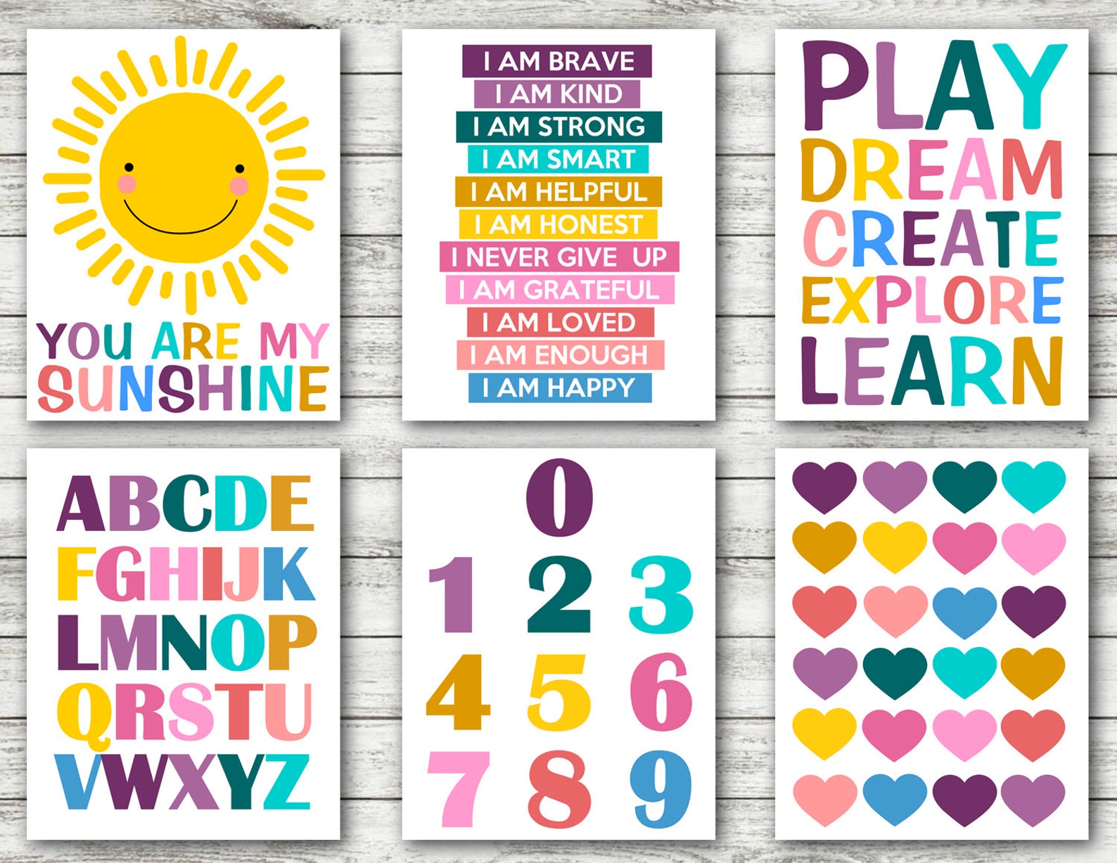 Affirmations for Kids Alphabet Numbers You Are My Sunshine | Etsy