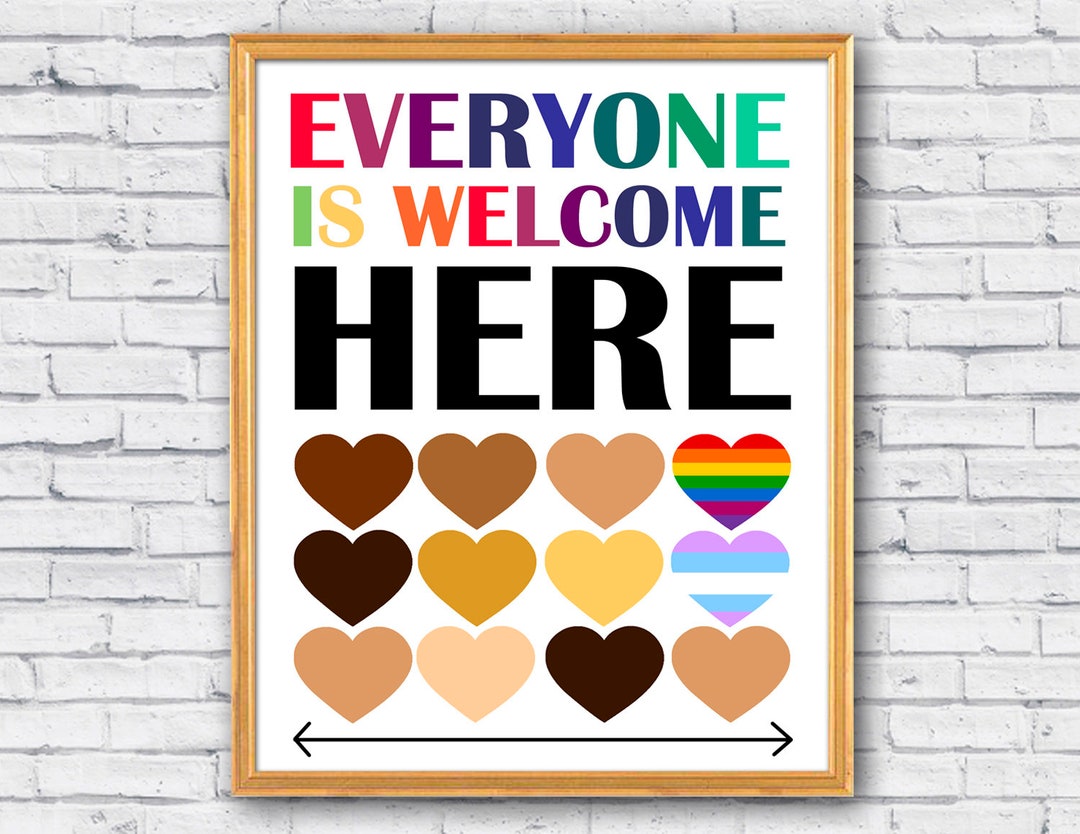 Everyone is Welcome Here Printable Wall Art, Diversity Classroom Poster ...