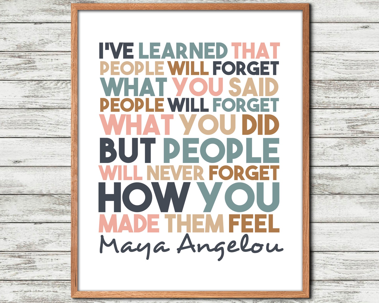 Maya Angelou Quote, Maya Angelou, Wall Art, Poem, I Ve Learned That ...
