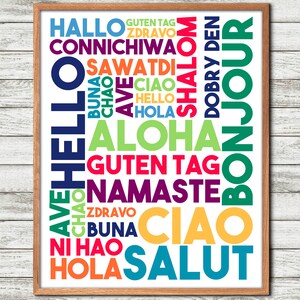 Hello in Different Languages, Digital Download, Colorful Prints, Hello ...