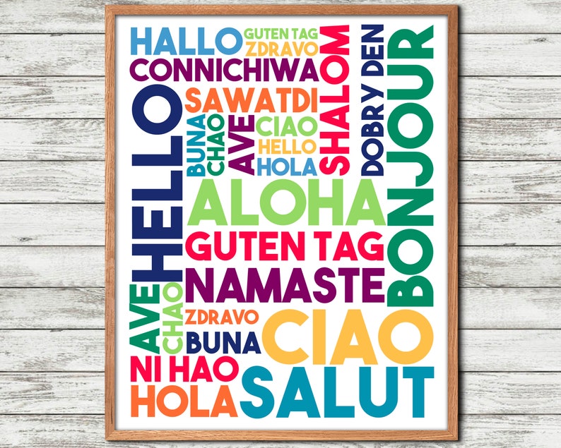 Hello in Different Languages, Digital Download, Colorful Prints, Hello ...
