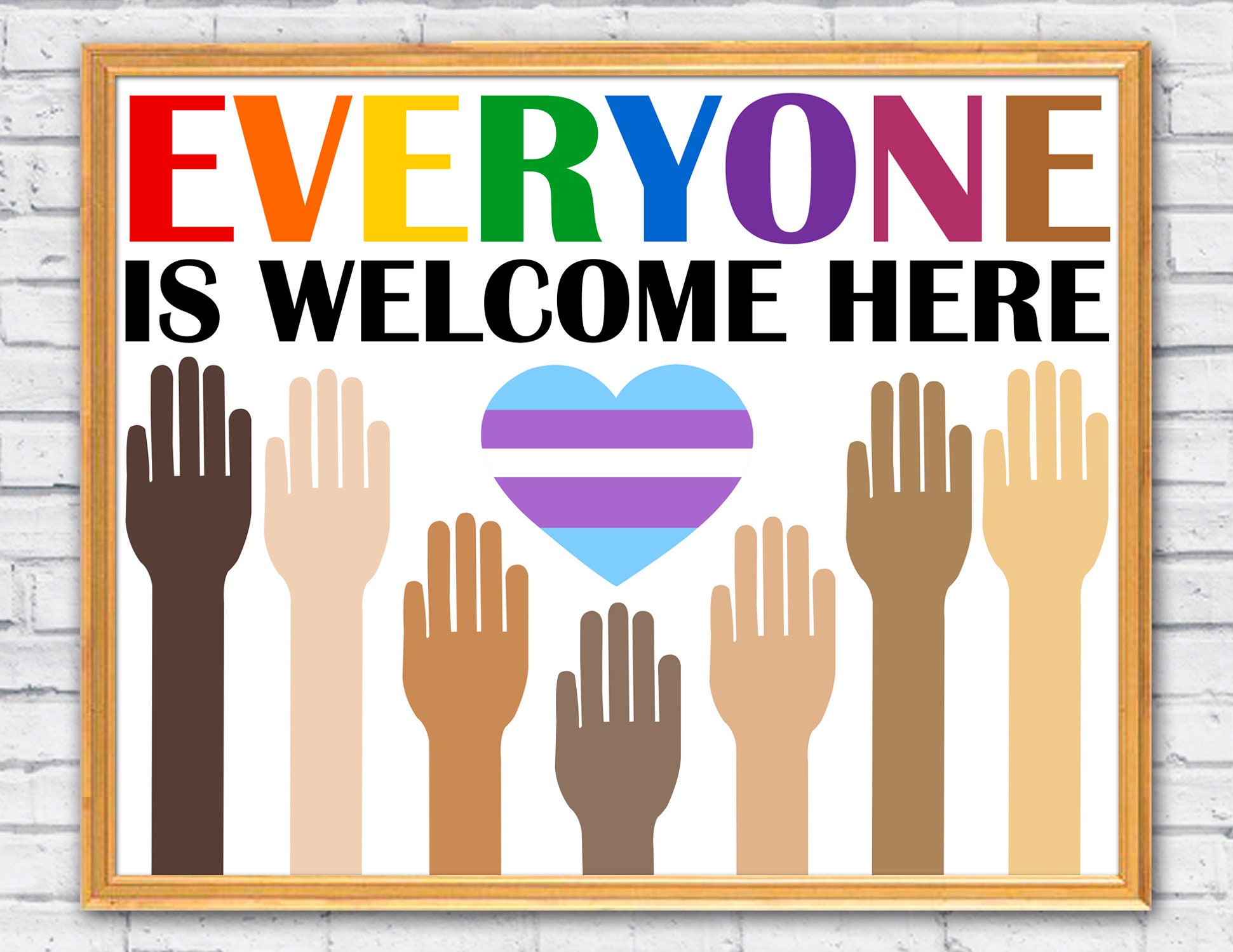 Everyone is Welcome Here Printable Wall Art Diversity Classroom Poster ...