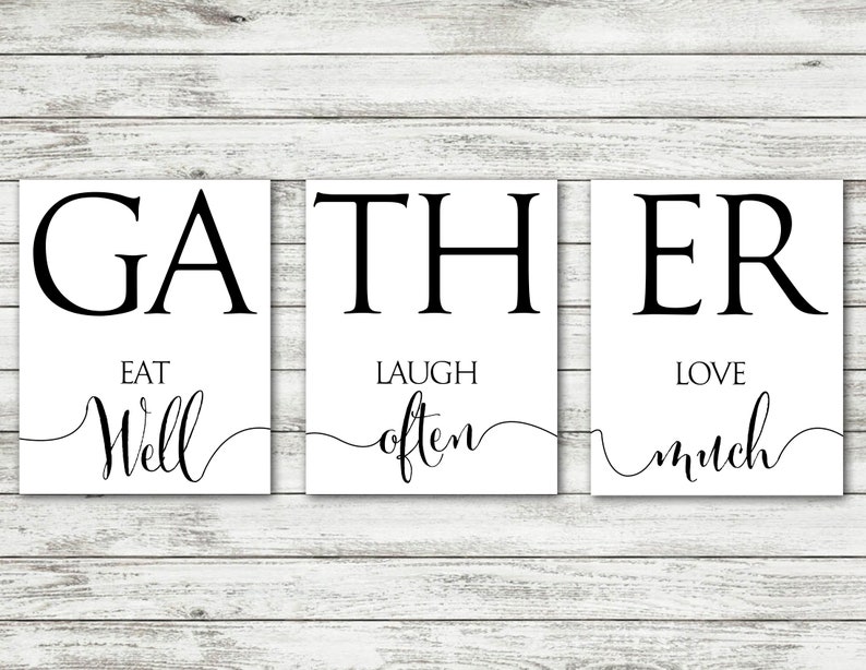 Eat Well Laugh Often Love Much Kitchen Wall Decor, Gather Sign for ...