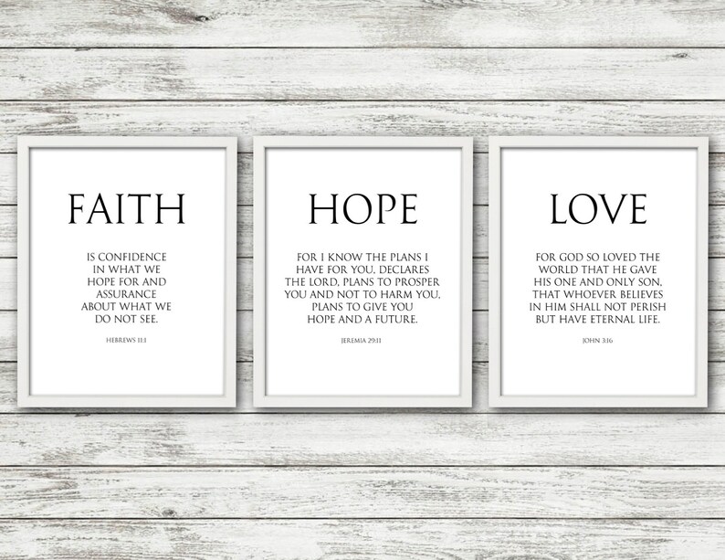 Faith Hope Love Bible Verse Wall Art Set of 3 Prints - Etsy