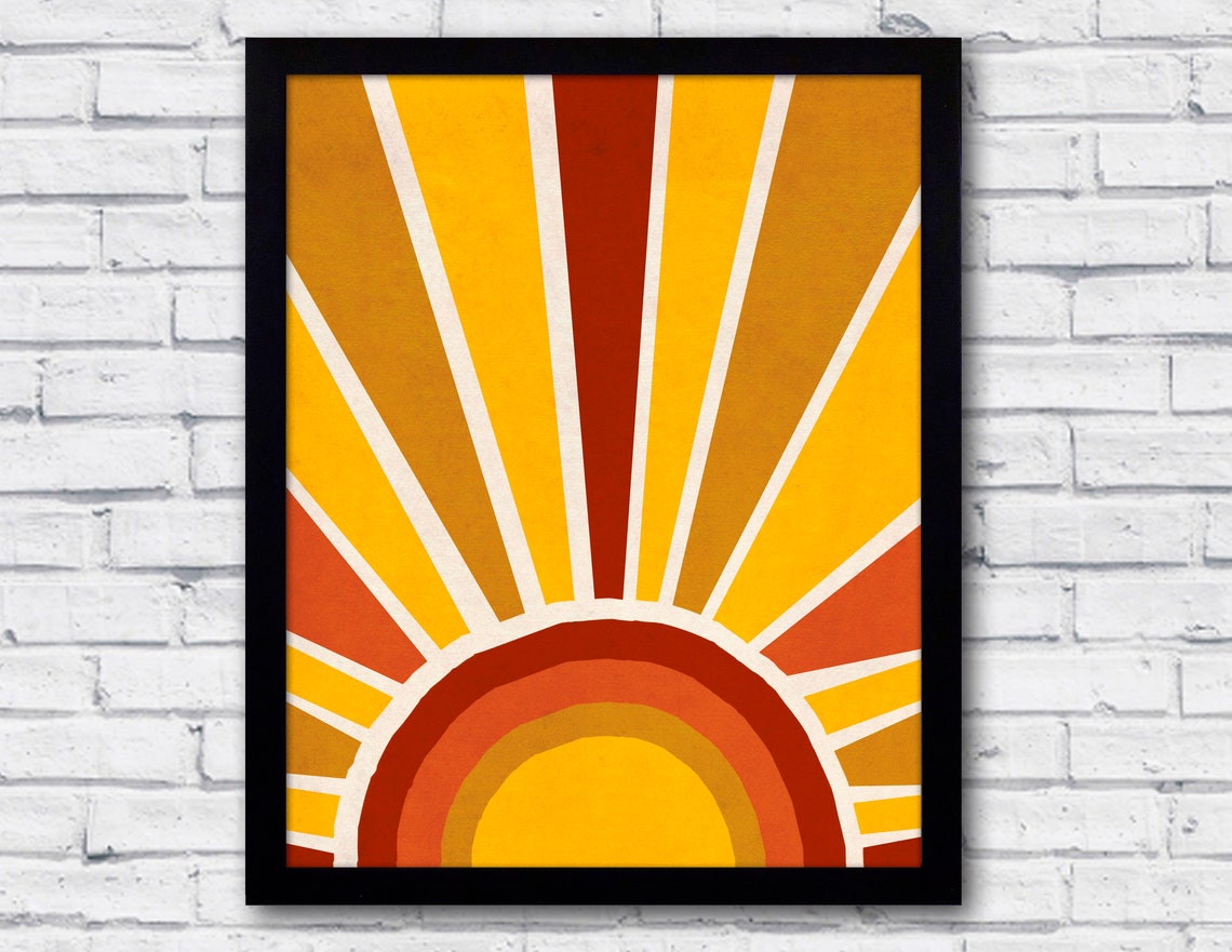 Sun Ray Art Print Retro Art Print Retro Wall Art Sunshine | Etsy
