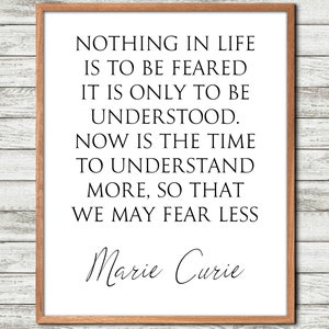 Marie Curie Quote, Marie Curie, Wall Art, Poem, Nothing in Life, is to ...