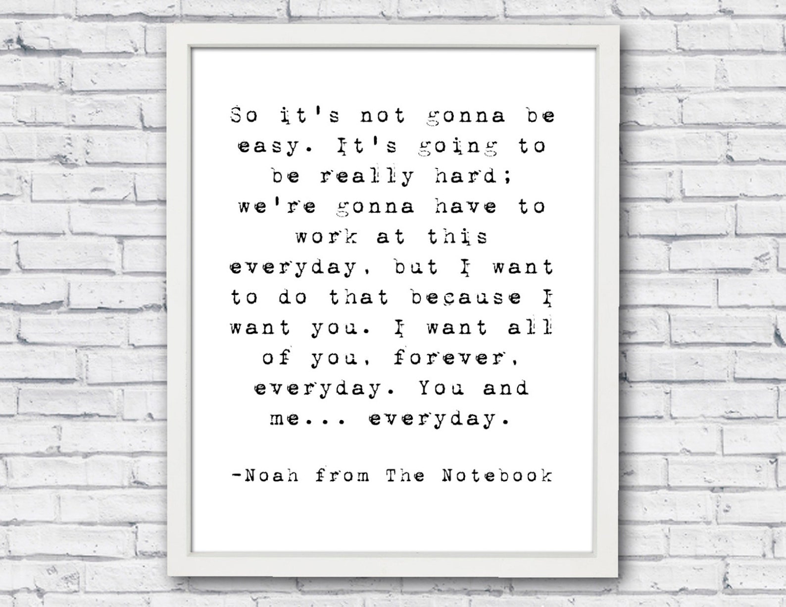 The Notebook Quote Sign, Inspirational Wall Art, Literary Posters, the ...