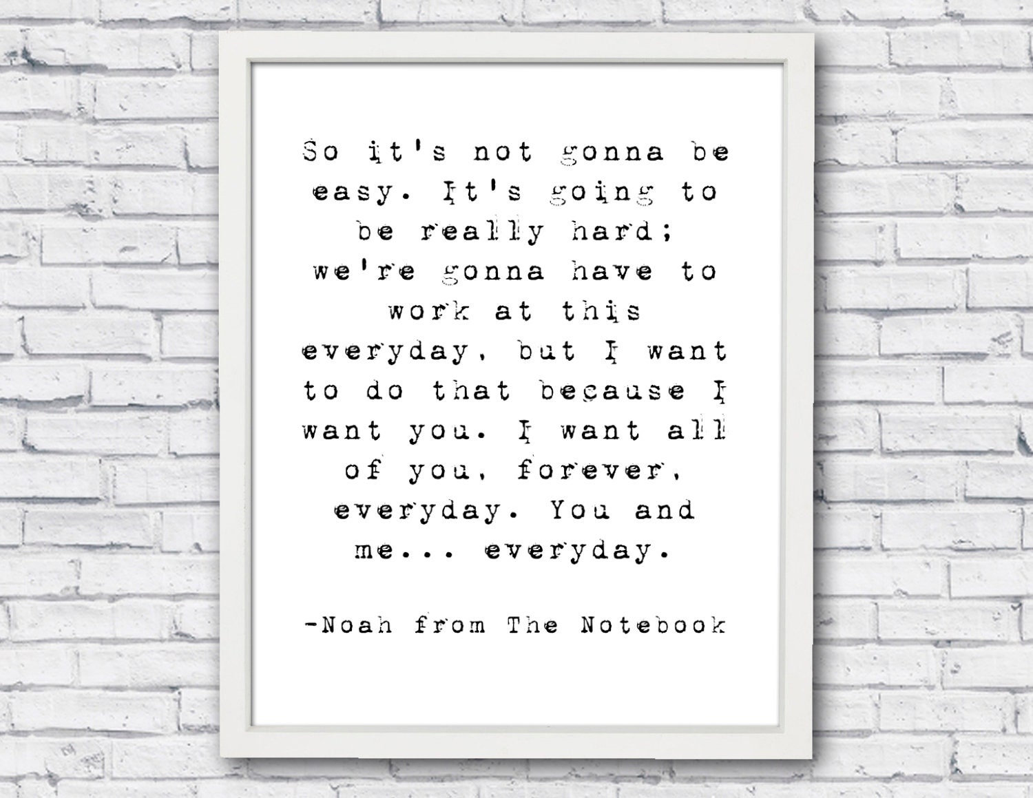 The Notebook Quote Sign, Inspirational Wall Art, Literary Posters, the ...