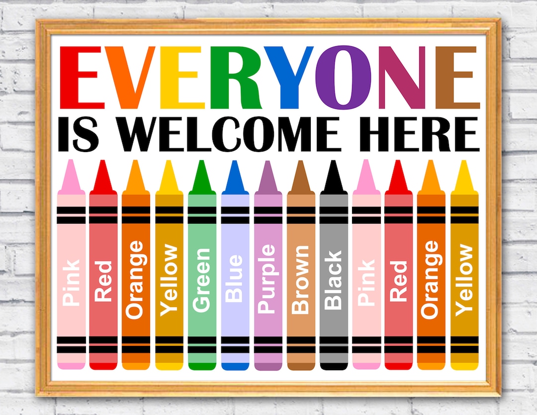 Everyone is Welcome Here Printable Wall Art Diversity Classroom Poster ...