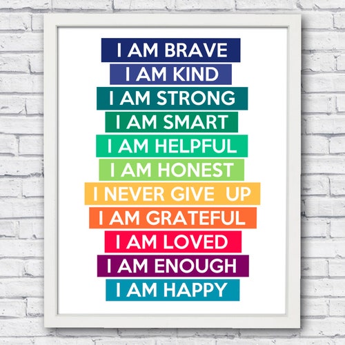 Kids Positive Affirmation Print Mindfulness Kids Wall - Etsy
