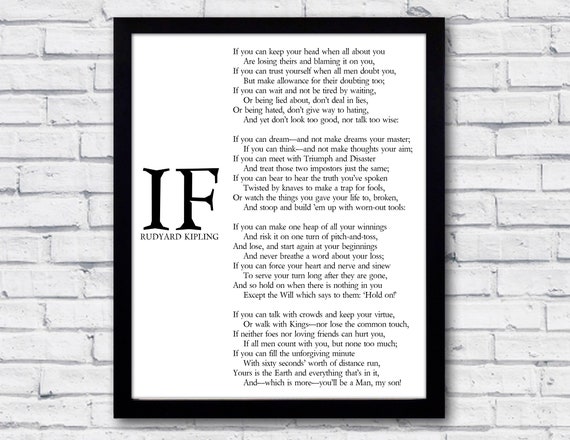 IF Poem Art Print IF Poem By Rudyard Kipling Art Print IF | Etsy