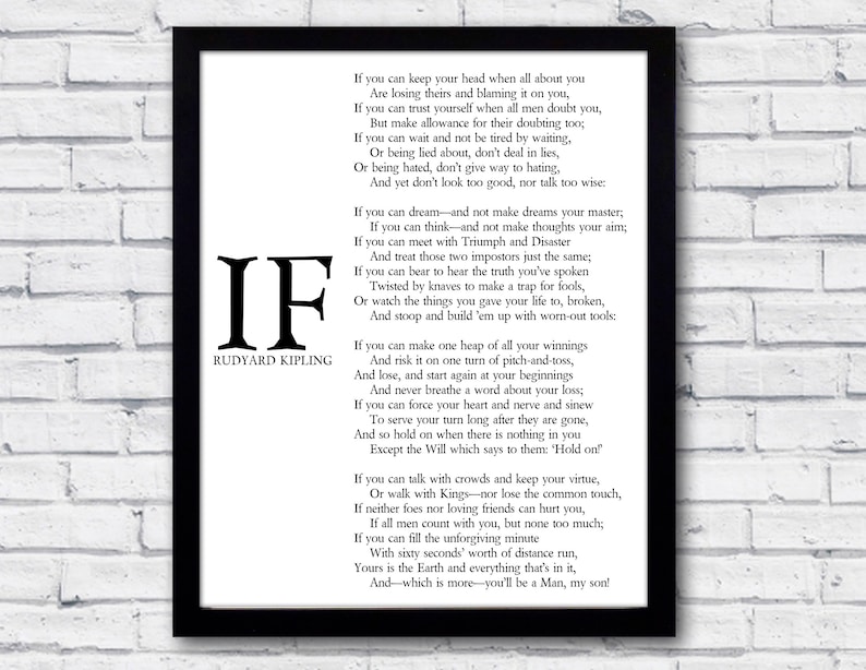 IF Poem, Art Print, IF Poem By, Rudyard Kipling, Art Print, IF Poster ...