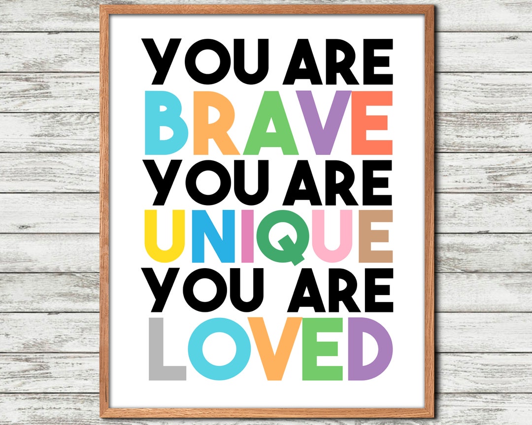 Du bist mutig, du bist einzigartiges Poster, Zitate für Kinder ...