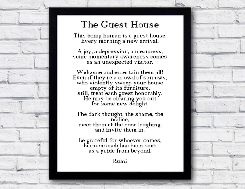 Rumi Quote, the Guest House, Poem by Rumi, Inspiring Poem, Guest House ...