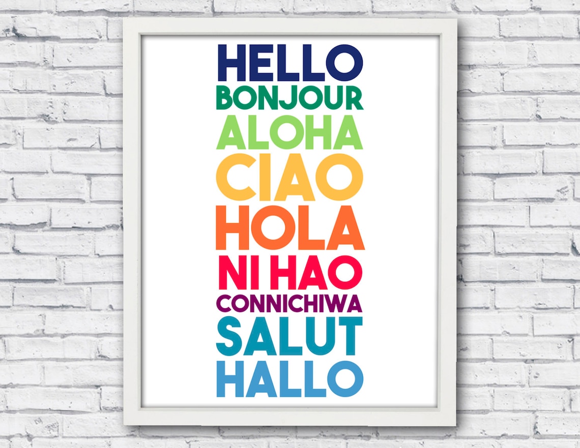 Hello in Different Languages, Digital Download, Colorful Prints, Hello ...