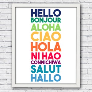 Hello in Different Languages, Digital Download, Colorful Prints, Hello ...