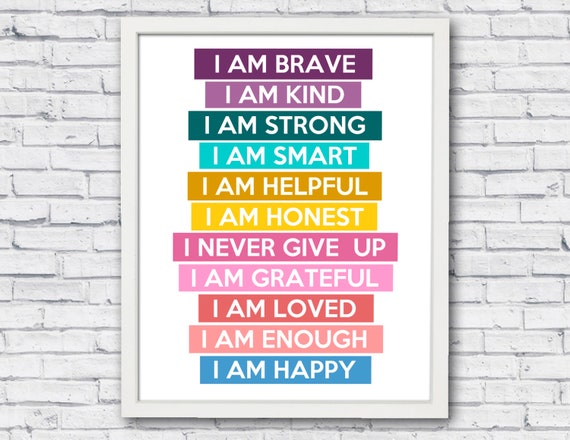 Kids Positive Affirmation Print Mindfulness Kids Wall | Etsy UK