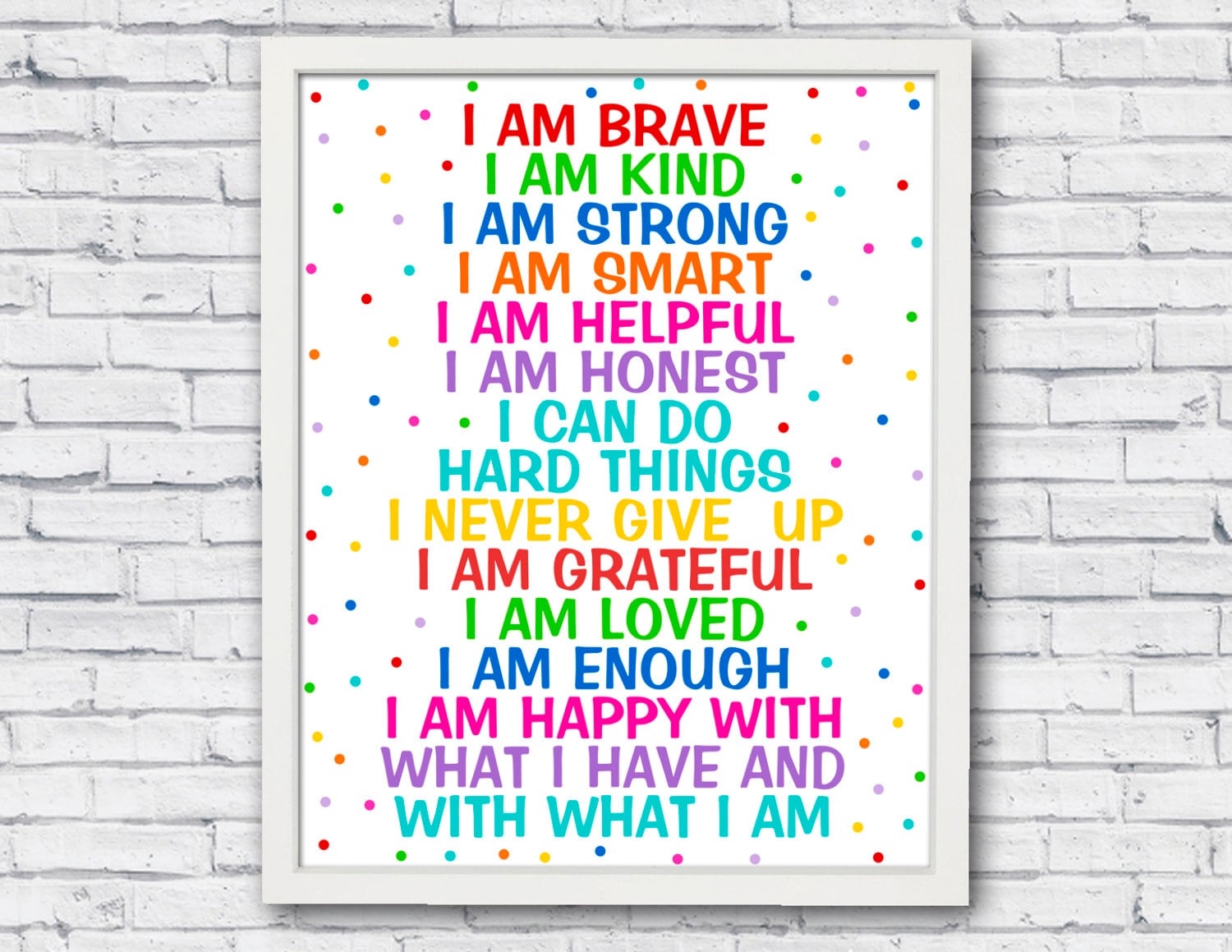 I Am Smart, Kind, Strong, Honest, Brave, Loved, Kids Inspirational Wall ...