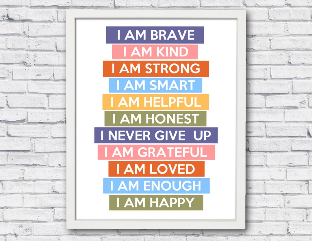 Kid Affirmations, Homeschool Art, Colorful Wall Art, Printable, Nursery ...