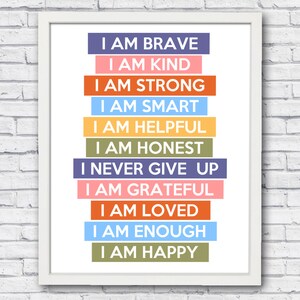 Kid Affirmations, Homeschool Art, Colorful Wall Art, Printable, Nursery ...