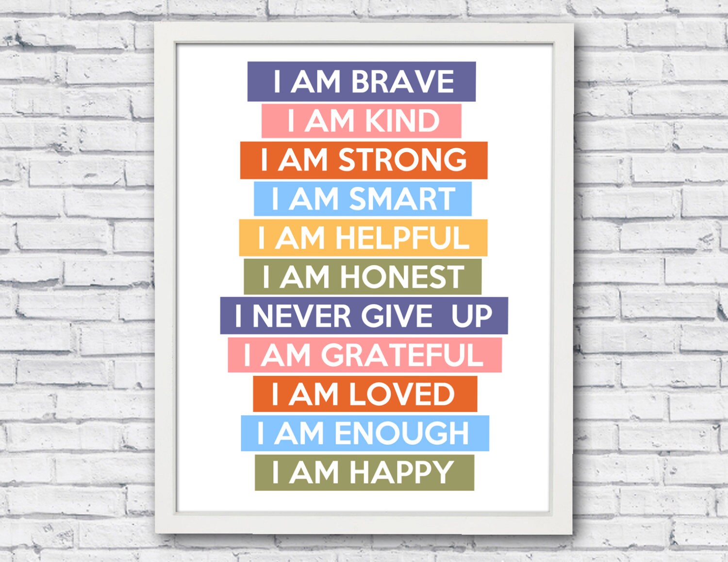 Kid Affirmations, Homeschool Art, Colorful Wall Art, Printable, Nursery ...