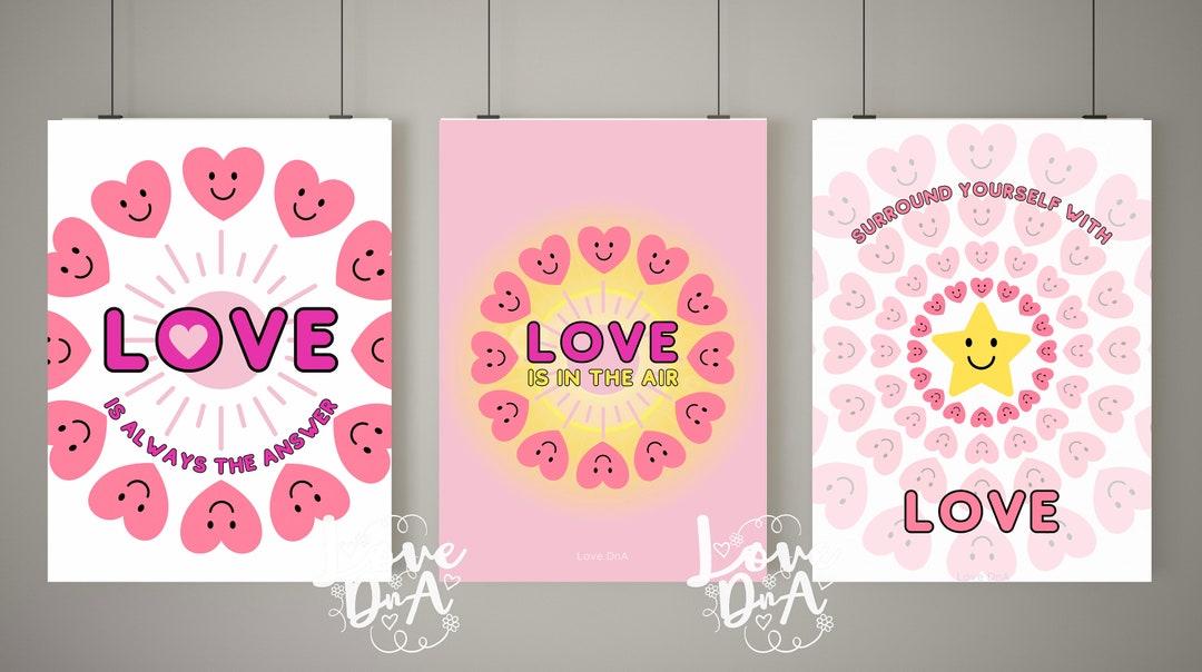 LOVE Collection Print Digital Printouts | Smiley Heart Room Decor ...