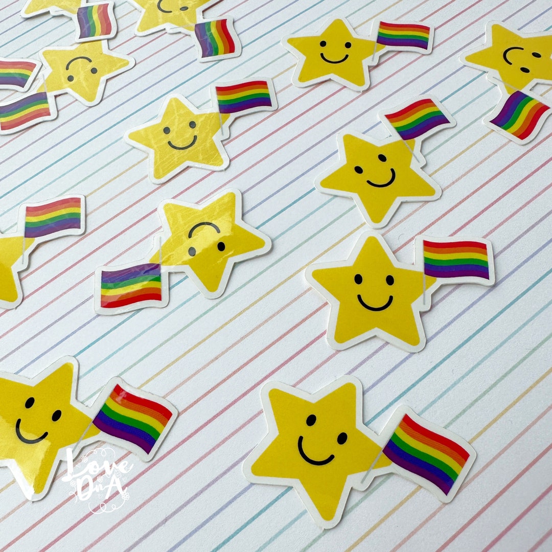 HAPPY STAR STICKER Rainbow Flag Vinyl Durable Die Cute Sticker Laptop ...