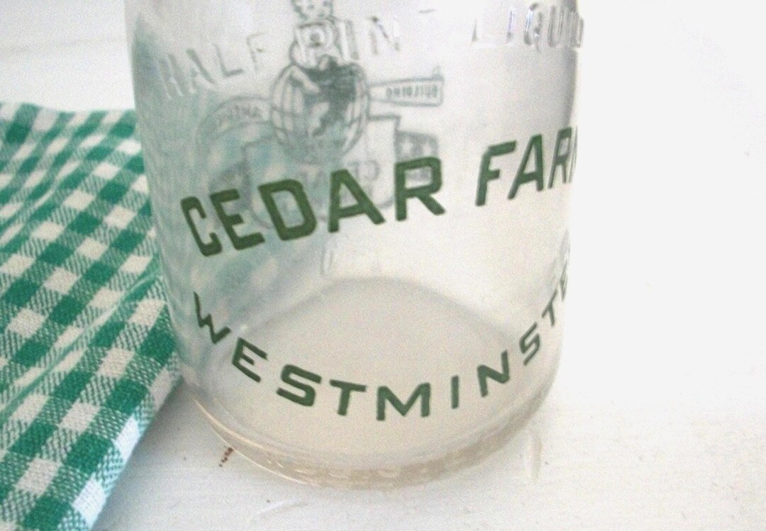 Vintage Westminster, MA Milk Bottle Cedar Farms Massachusetts Bottles ...