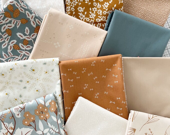 Summer Cottage Fabric Bundle, Blue Copper Caramel Cream Quilt Fabric ...